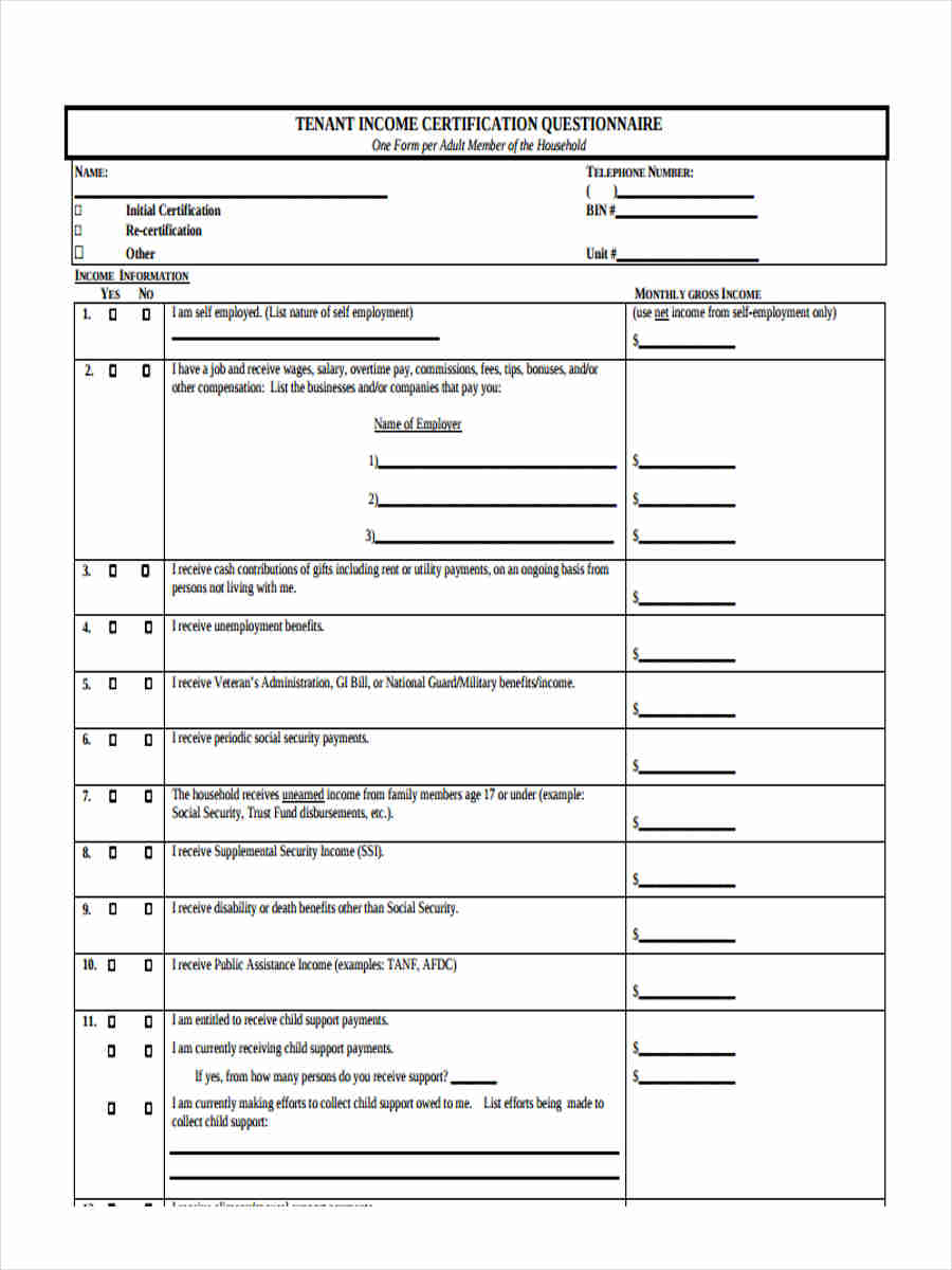 FREE 9+ Tenant Questionnaire Forms in PDF | Ms Word