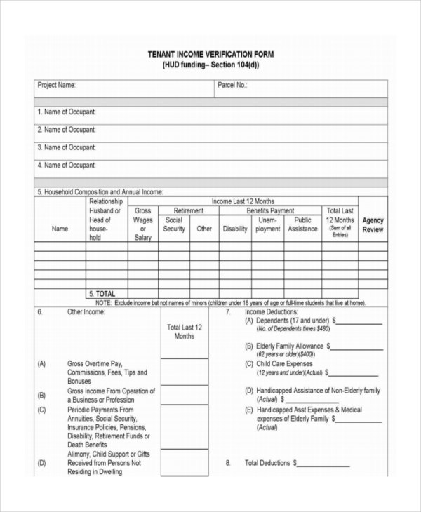 FREE 12+ Income Verification Forms in PDF | Ms Word