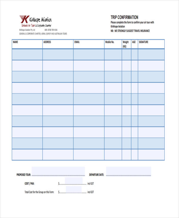 FREE 15+ Booking Confirmation Form Samples, PDF, MS Word, Google Docs