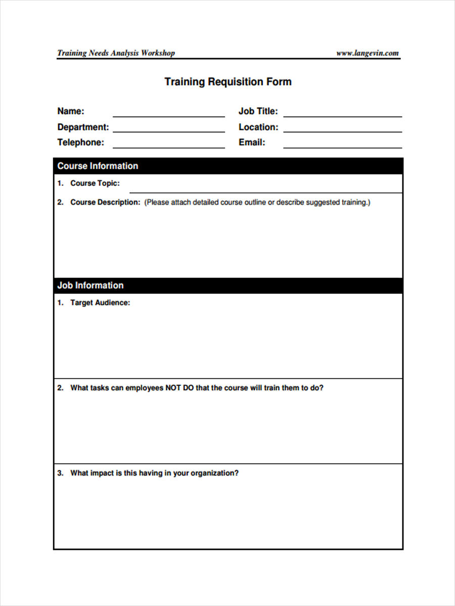 FREE 6+ Training Requisition Form Samples in MS Word | PDF