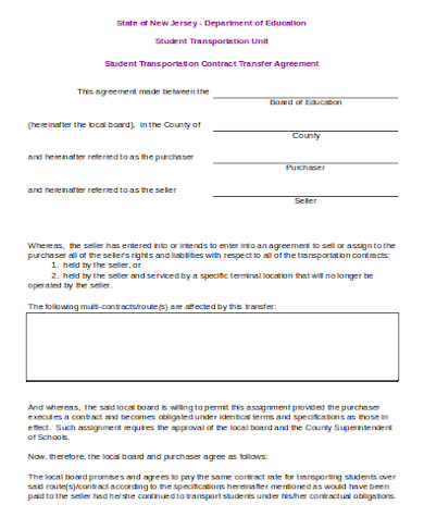 FREE 10+ Sample Transfer Agreement Forms in PDF | MS Word | Excel