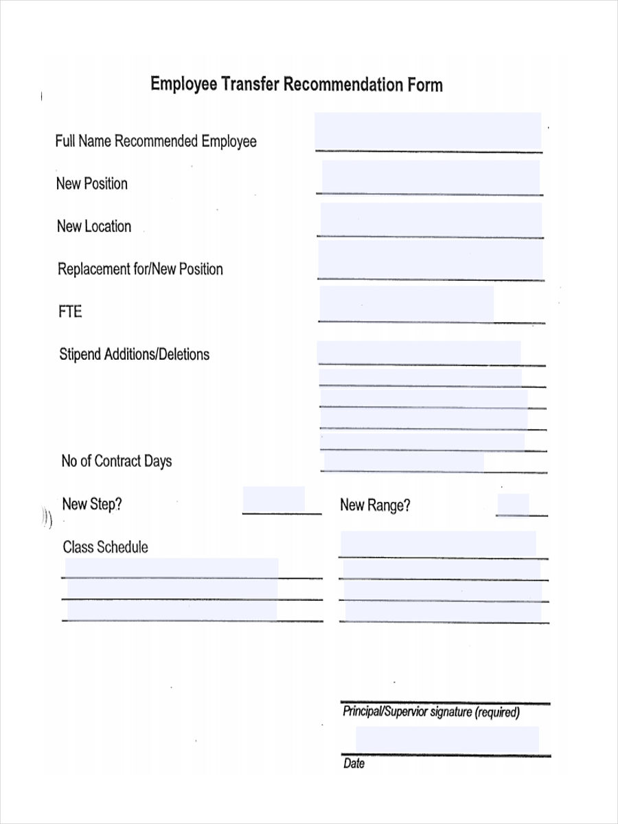 FREE 7+ Employee Transfer Forms in PDF | MS Word