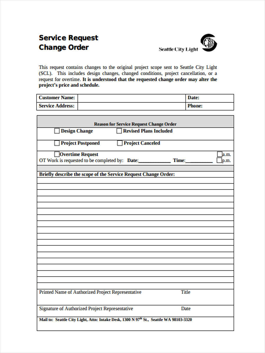 FREE 9+ Change Order Request Forms in PDF | Excel