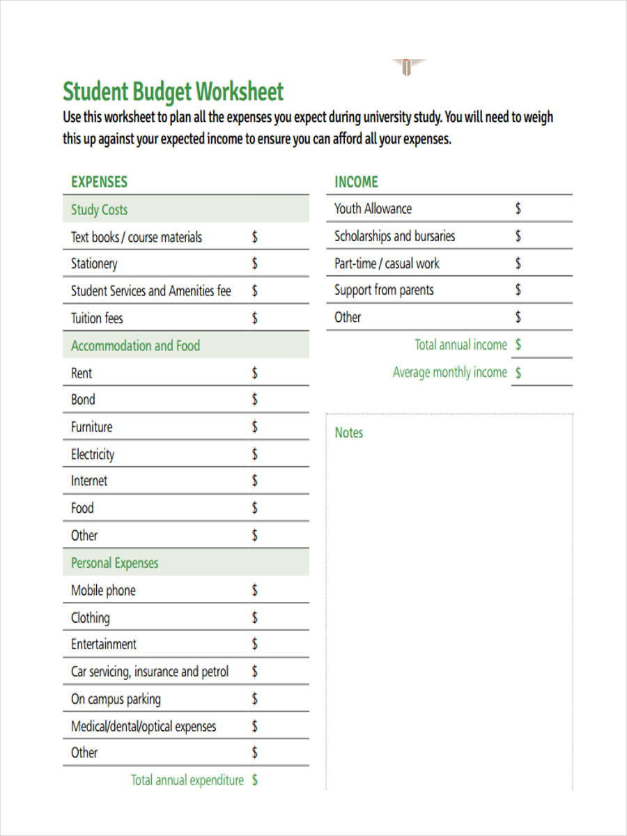 FREE 8 Student Budget Forms In PDF Ms Word
