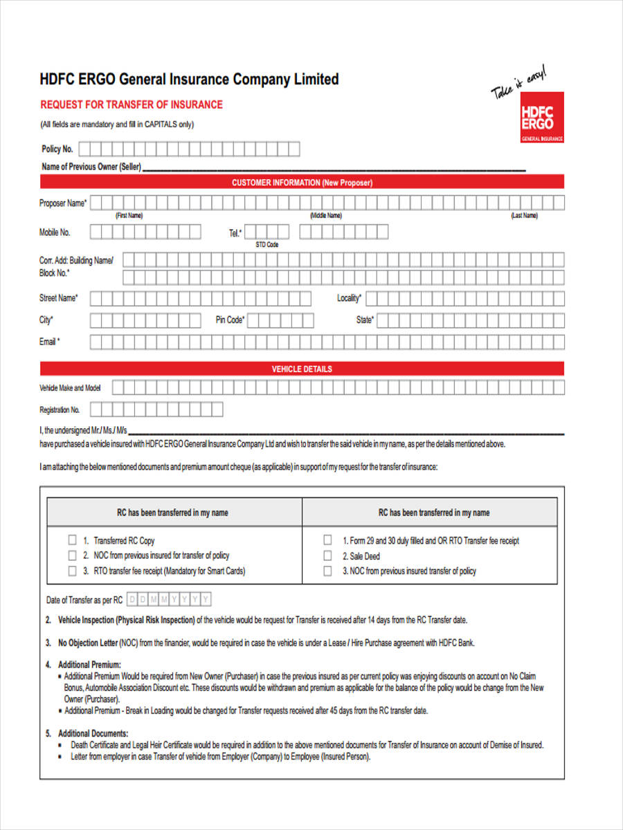 FREE 9+ Vehicle Transfer Form Samples, PDF, MS Word, Google Docs, Excel