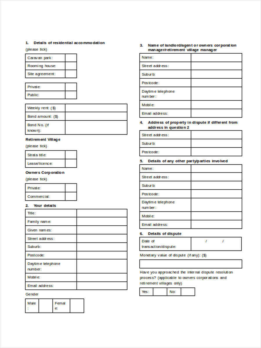 FREE 6+ Sample Resident Complaint Forms in MS Word | PDF