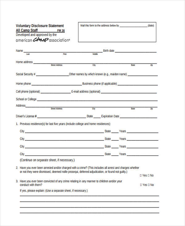 FREE 8+ Voluntary Statement Forms in MS Word | PDF