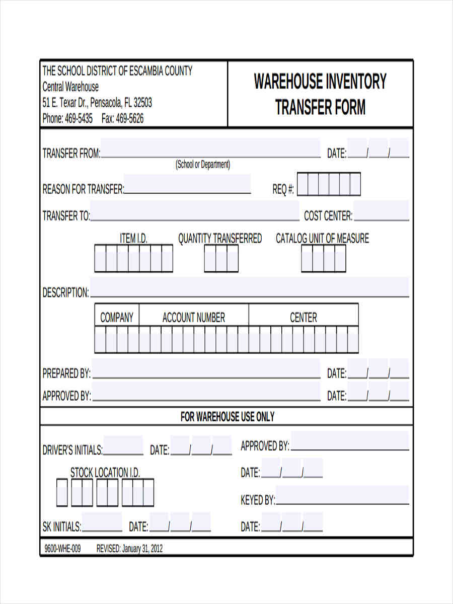 FREE 7+ Inventory Transfer Forms in MS Word | PDF | Excel