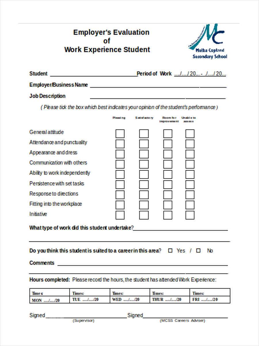 FREE 6+ Work Assessment Forms in PDF | MS Word