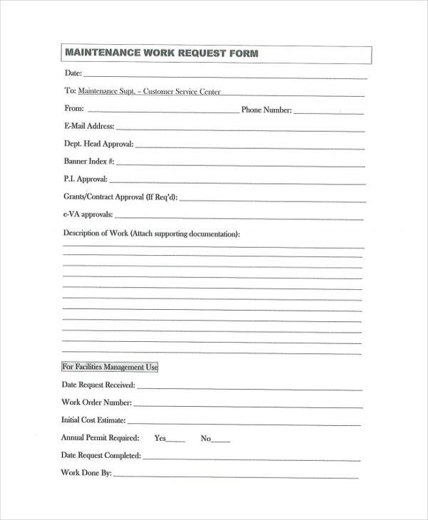 FREE 14+ Maintenance Request Form Samples, PDF, MS Word, Google Docs