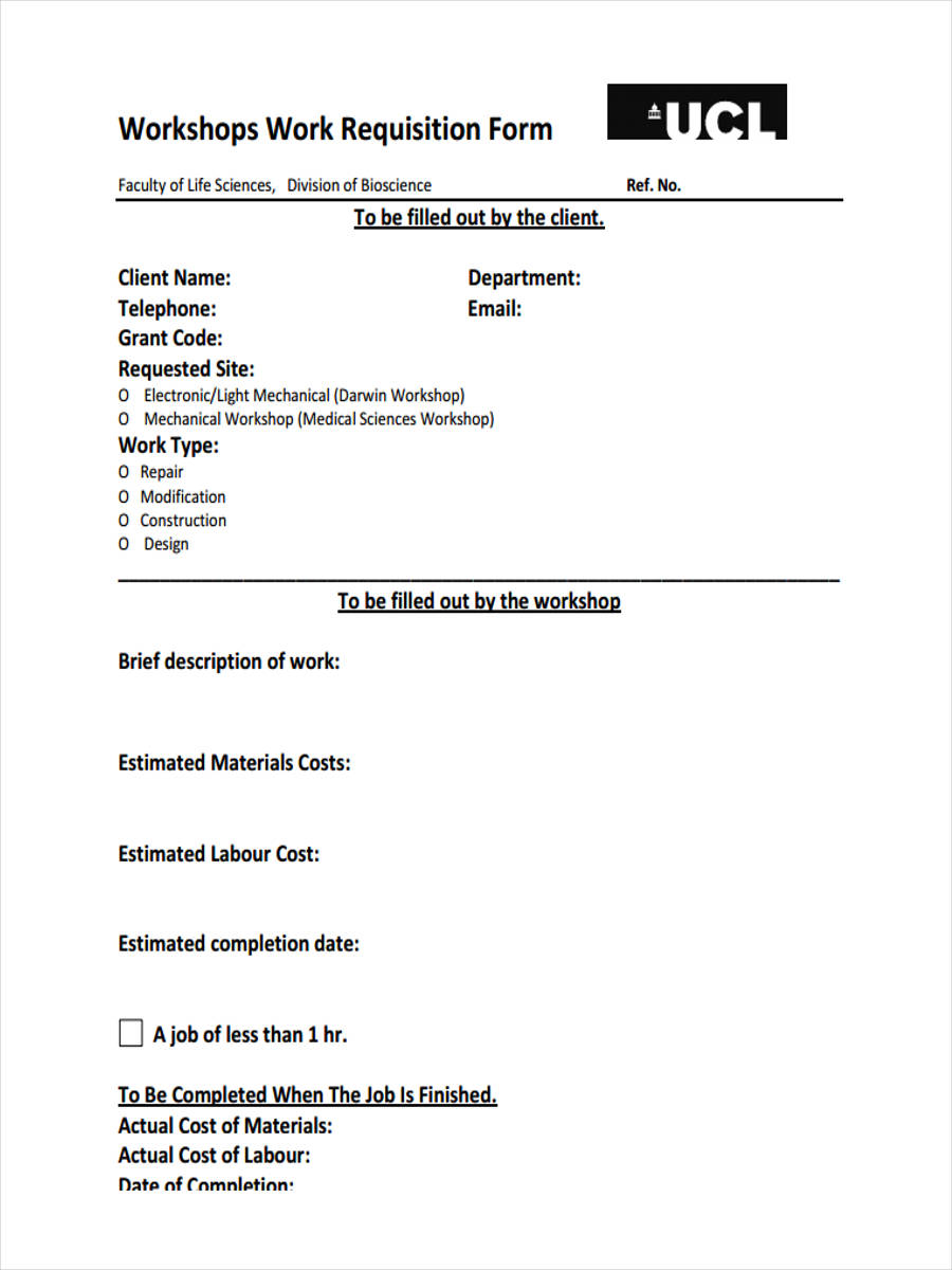FREE 5+ Work Requisition Forms in PDF