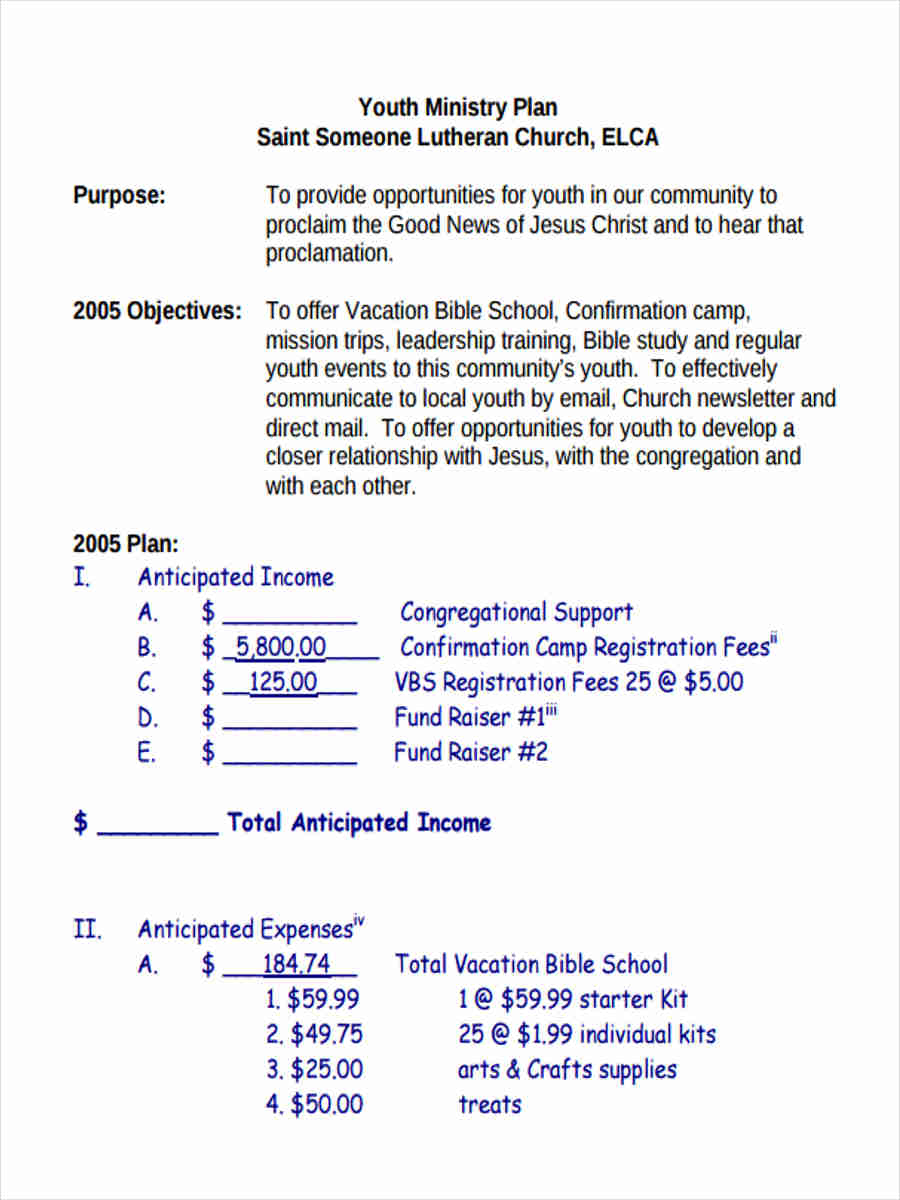 Youth Ministry Budget Template Youth Ministry Budget Template
