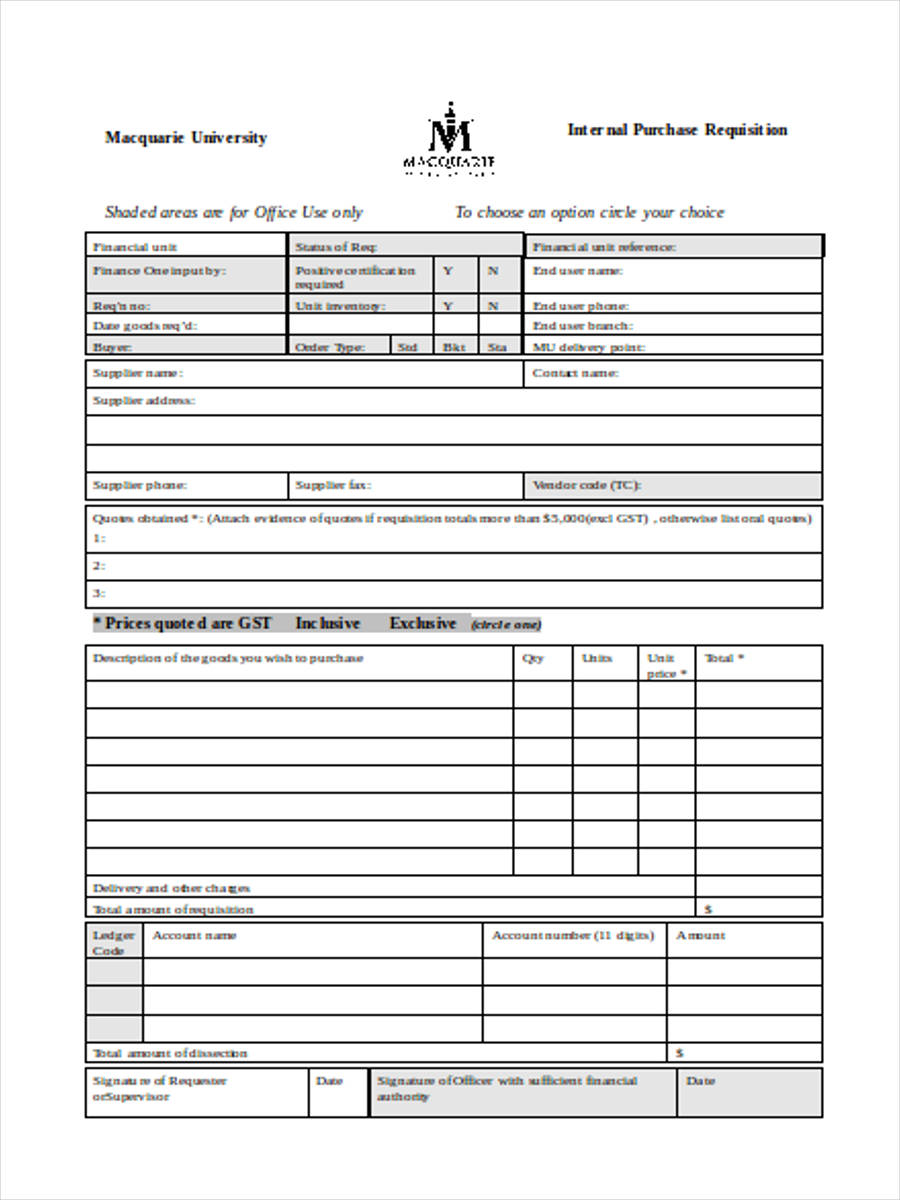 FREE 7+ Internal Requisition Forms in MS Word | PDF