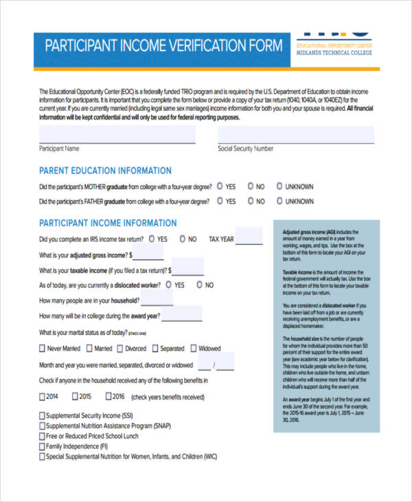 FREE 12+ Income Verification Forms in PDF | Ms Word
