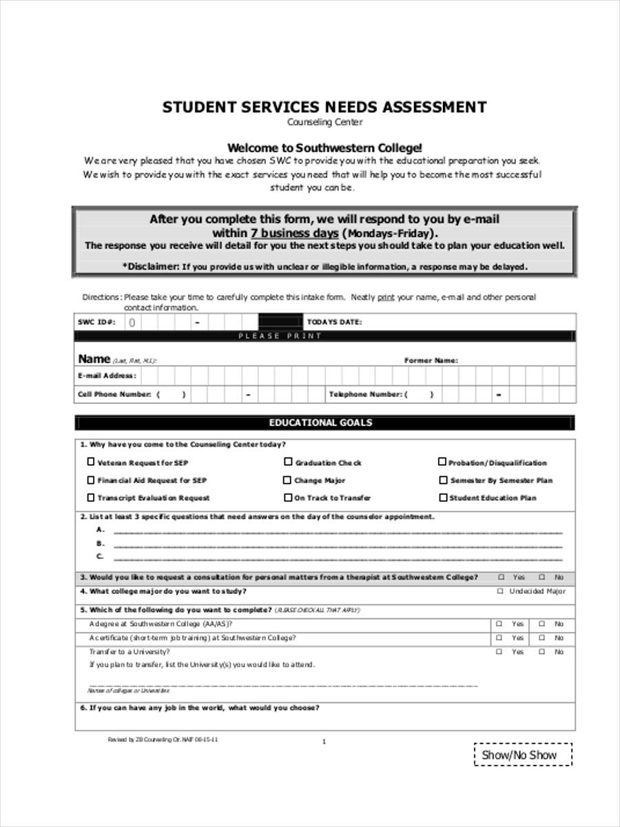 FREE 10+ Sample Assessment Intake Forms in MS Word | PDF