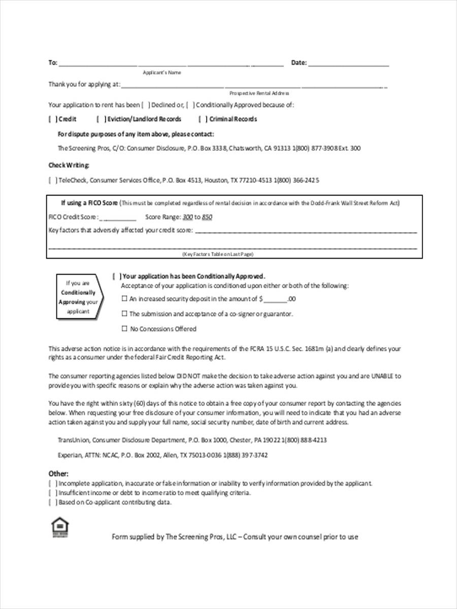 FREE 6+ Adverse Action Forms in PDF | Ms Word