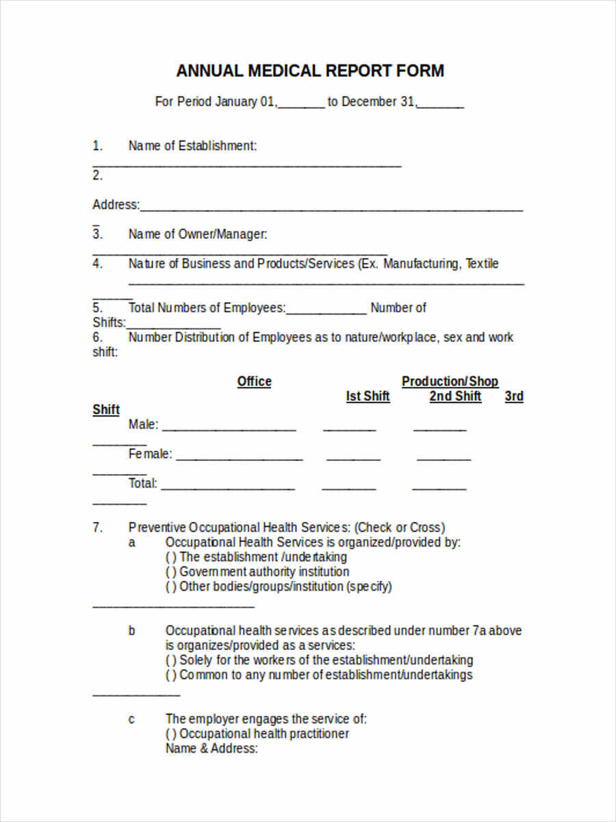 Medical Report Template Doc