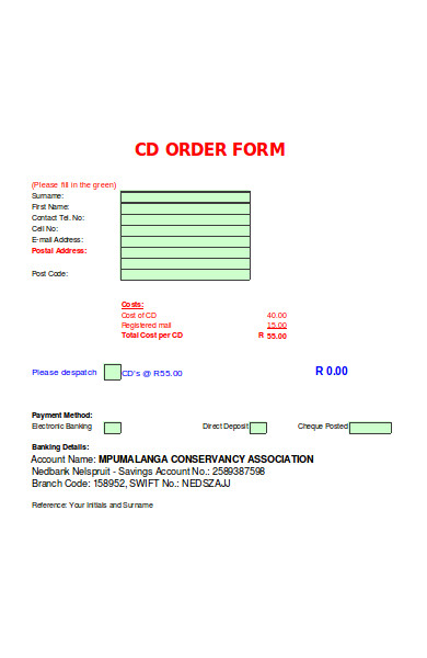 FREE 10+ Sample CD Order Forms in MS Word | PDF | Excel