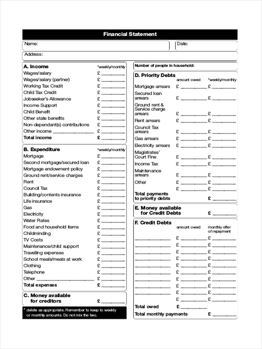 FREE 21+ Financial Statement Form Samples, PDF, MS Word, Google Docs, Excel