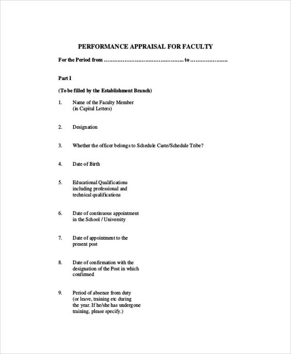 FREE 25+ Performance Appraisal Form Samples, PDF, MS Word, Google Docs