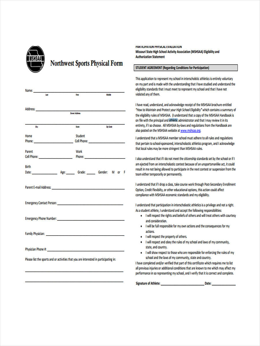 FREE 13+ Physical Form Samples, PDF, MS Word, Google Docs