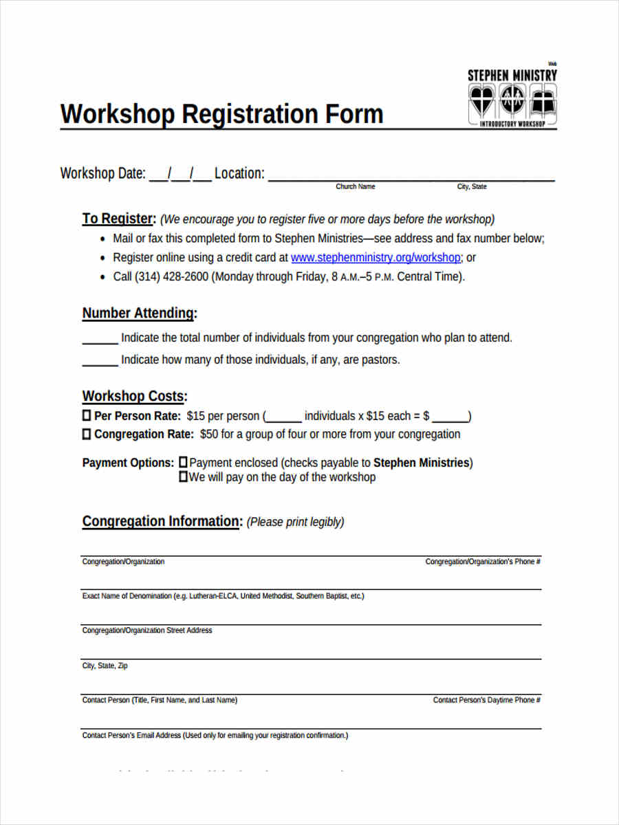 FREE 10+ Sample Workshop Registration Forms in MS Word | PDF