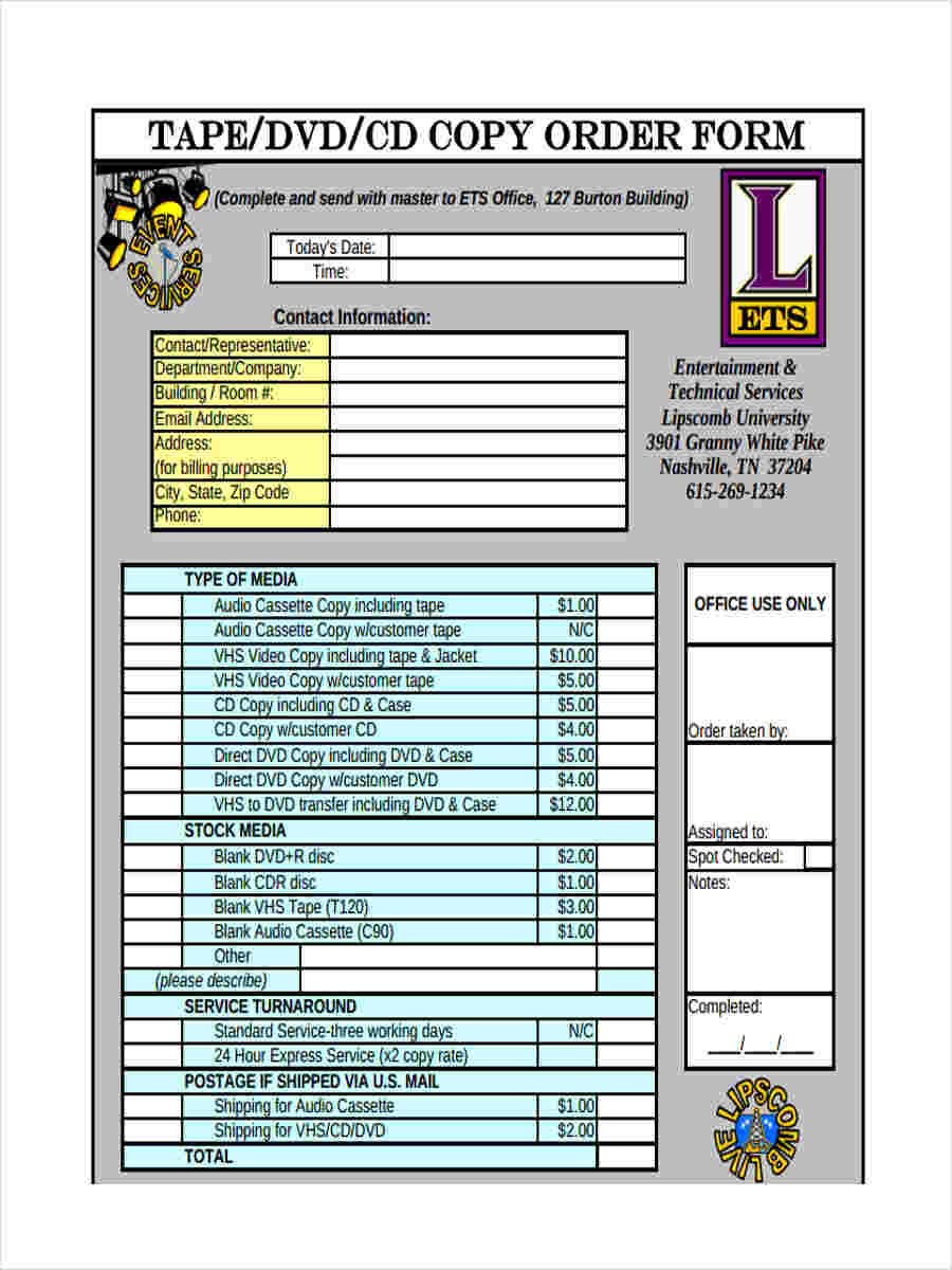 FREE 10+ Sample CD Order Forms in MS Word | PDF | Excel