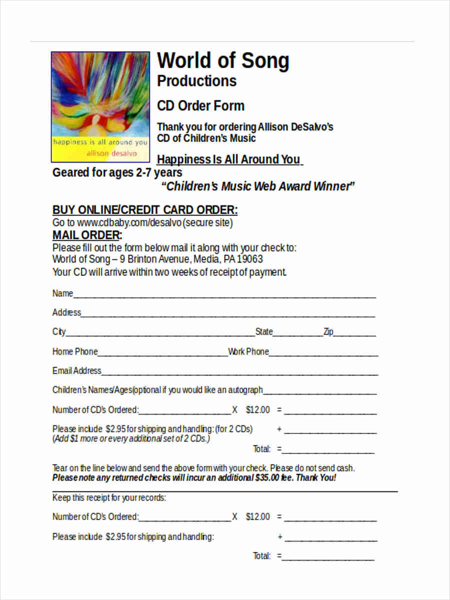 FREE 10+ Sample CD Order Forms in MS Word | PDF | Excel