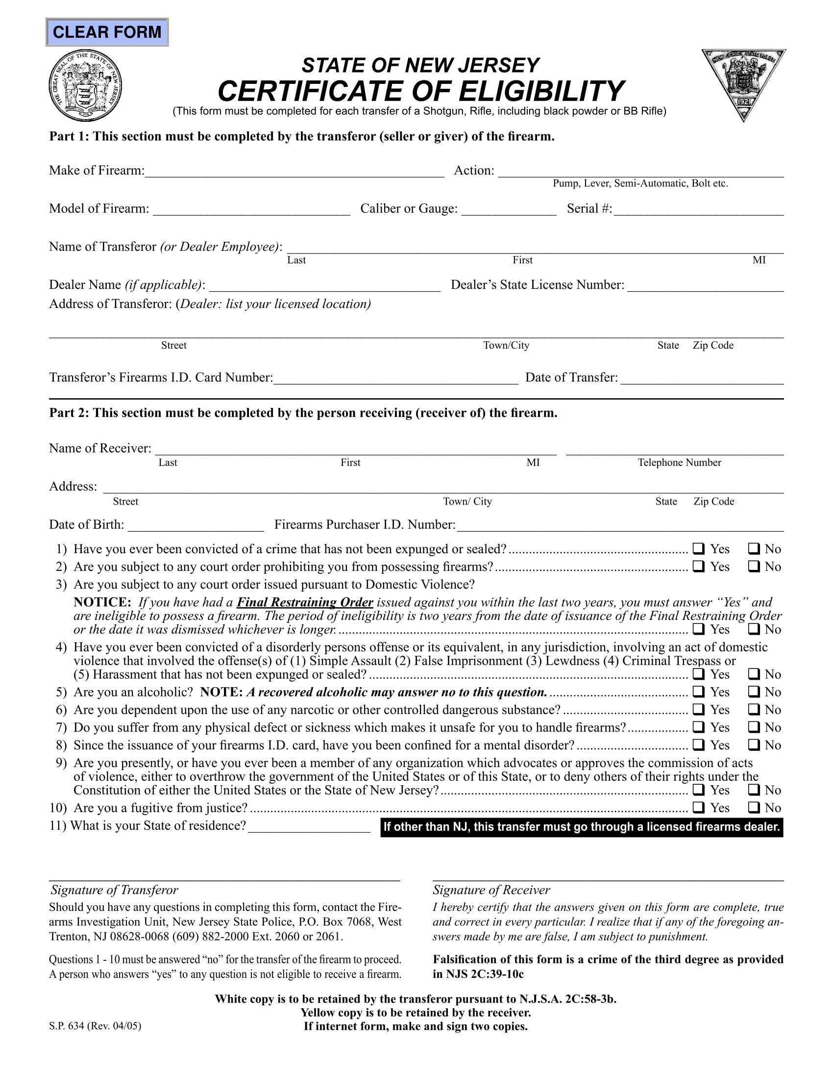 FREE 5+ Transfer Forms for Gun Owners in PDF