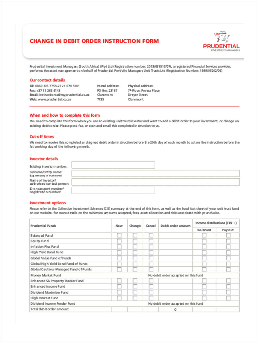 FREE 9+ Sample Debit Order Forms in PDF | Ms Word