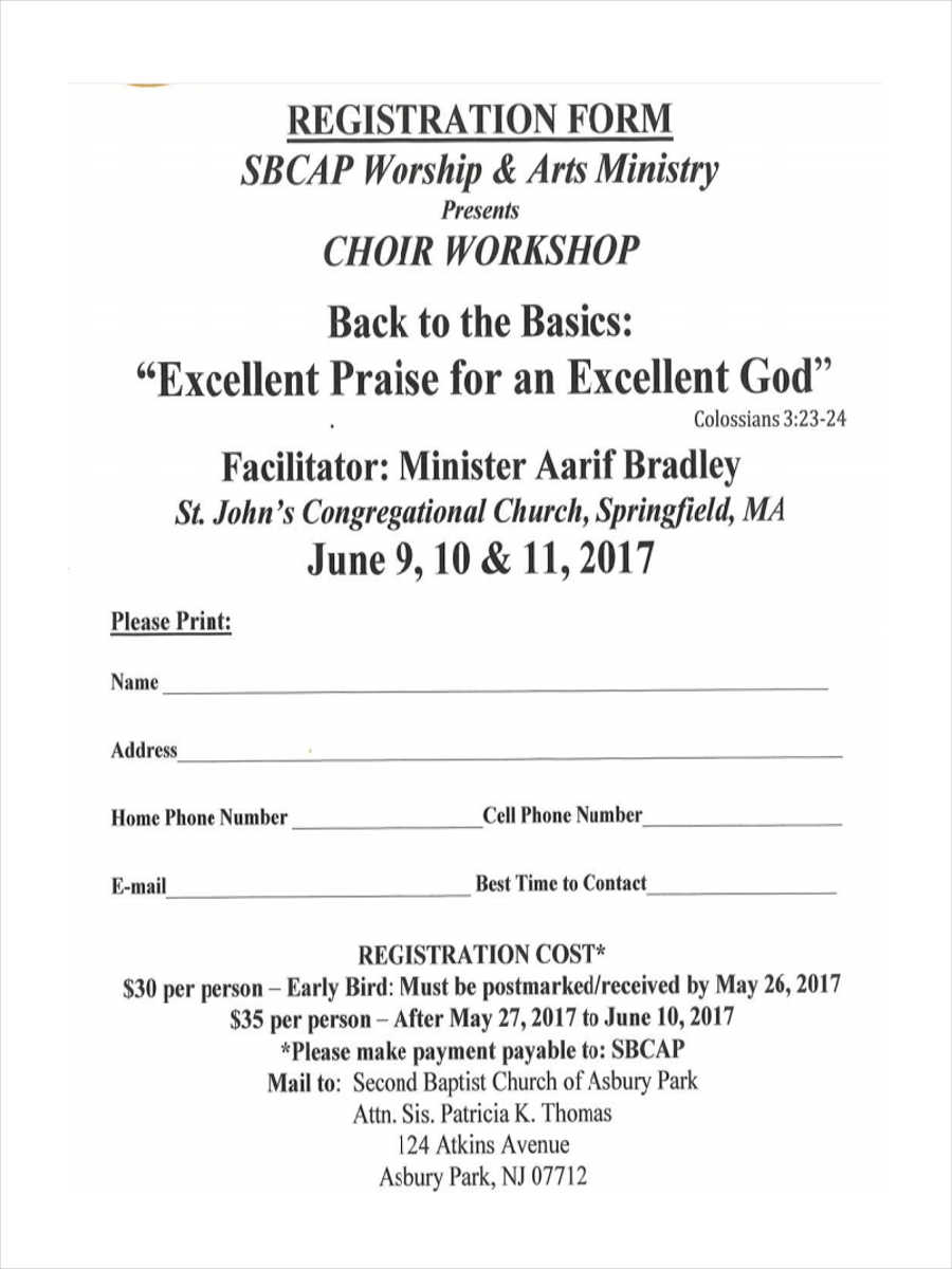FREE 10+ Sample Workshop Registration Forms in MS Word | PDF