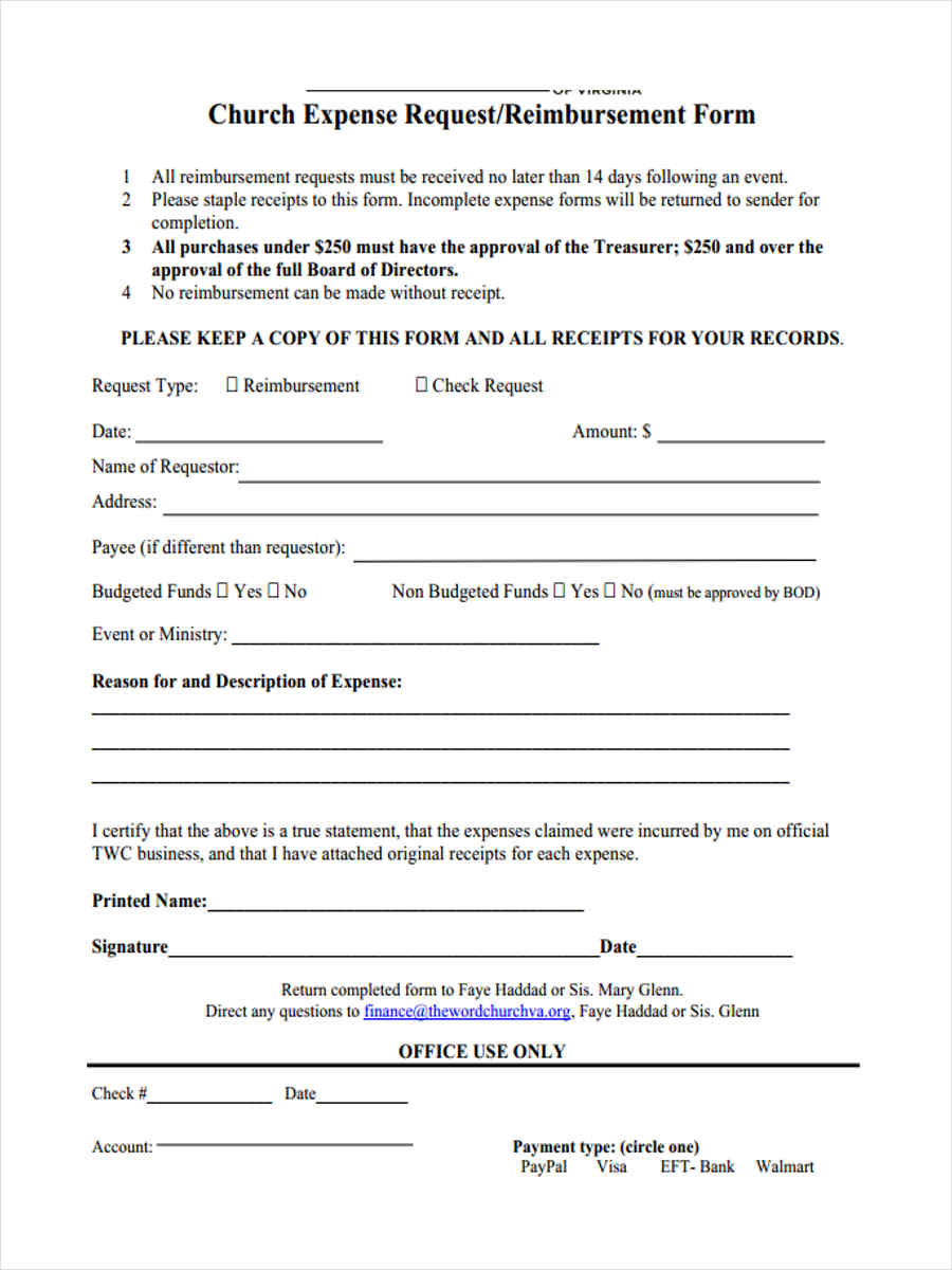 FREE 9+ Sample Request for Reimbursement Forms in MS Word | PDF | Excel