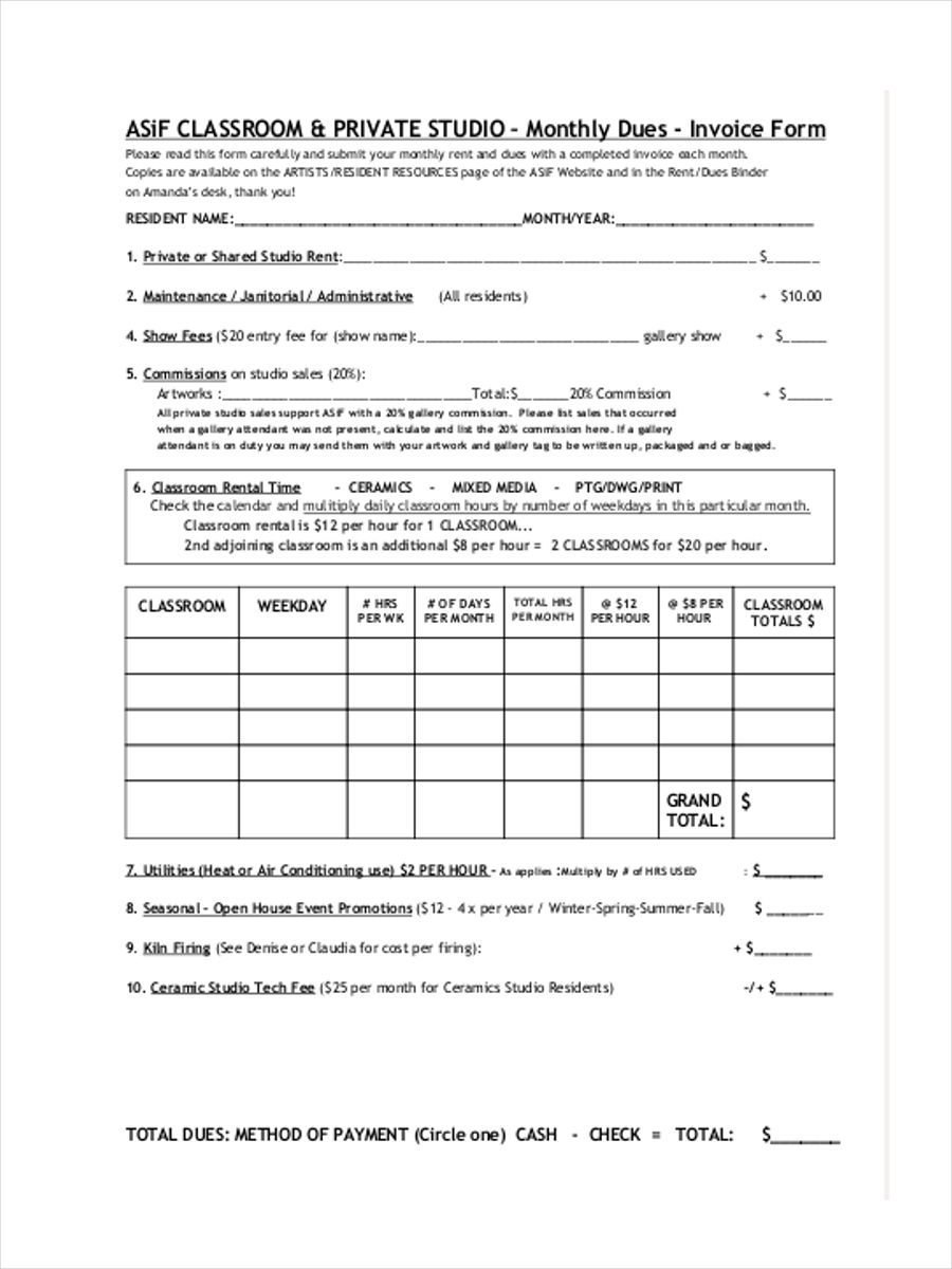 FREE 6+ Sample Rent Invoice Forms in PDF