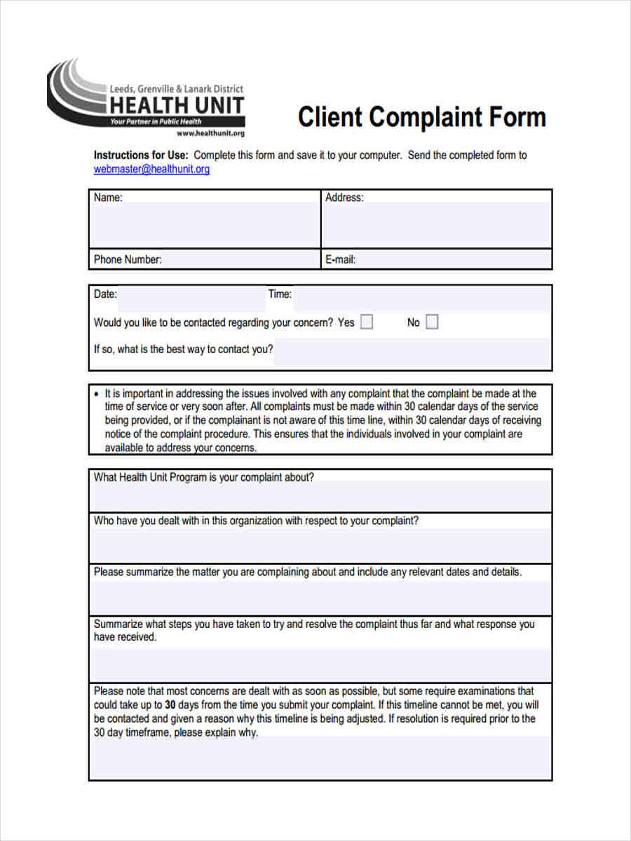 FREE 10+ Forms for Business Complaints in PDF