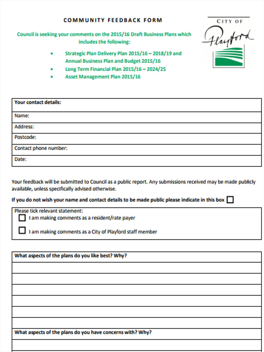 FREE 13+ Business Feedback Forms in PDF | MS Word