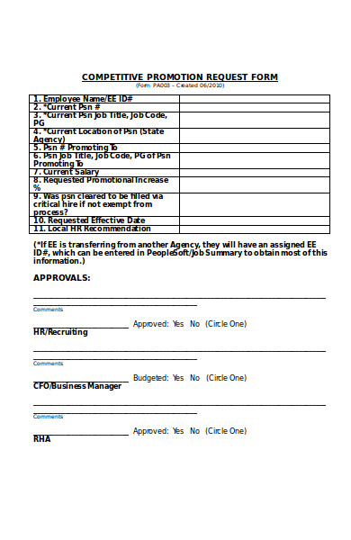 FREE 8+ Promotion Request Forms in PDF | Ms Word