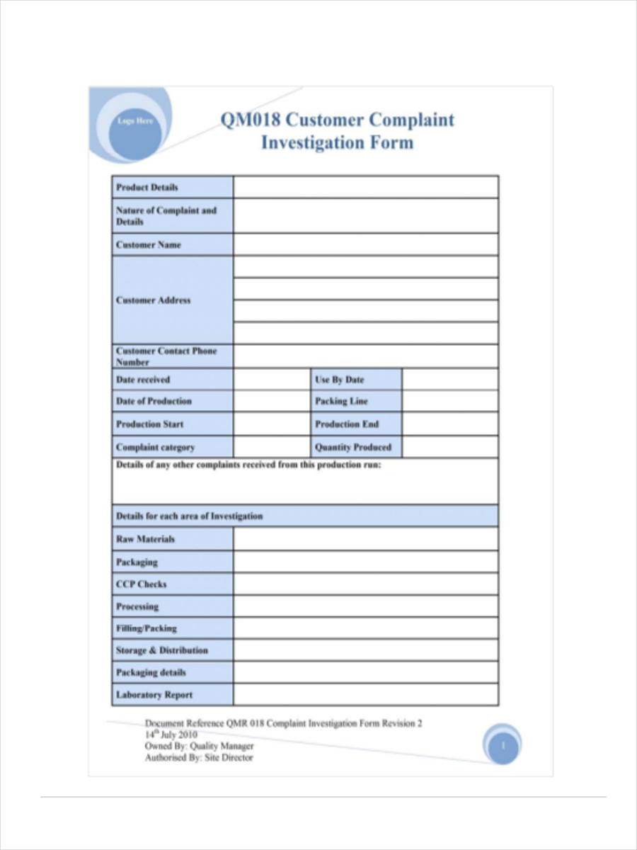 FREE 30+ Different Types of Complaint Forms in PDF | MS Word