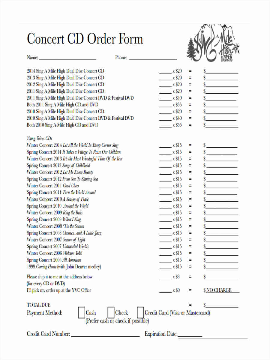 FREE 10+ Sample CD Order Forms in MS Word | PDF | Excel