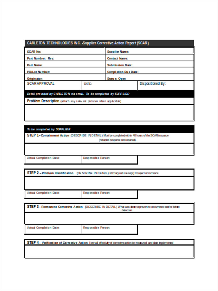 FREE 26+ Corrective Action Form Samples, PDF, MS Word, Google Docs, Excel