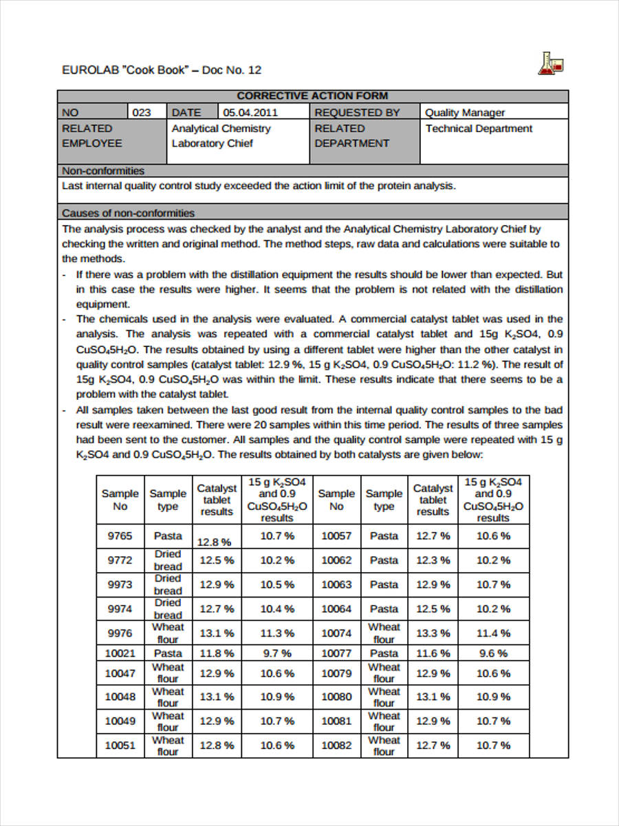 FREE 26+ Corrective Action Form Samples, PDF, MS Word, Google Docs, Excel