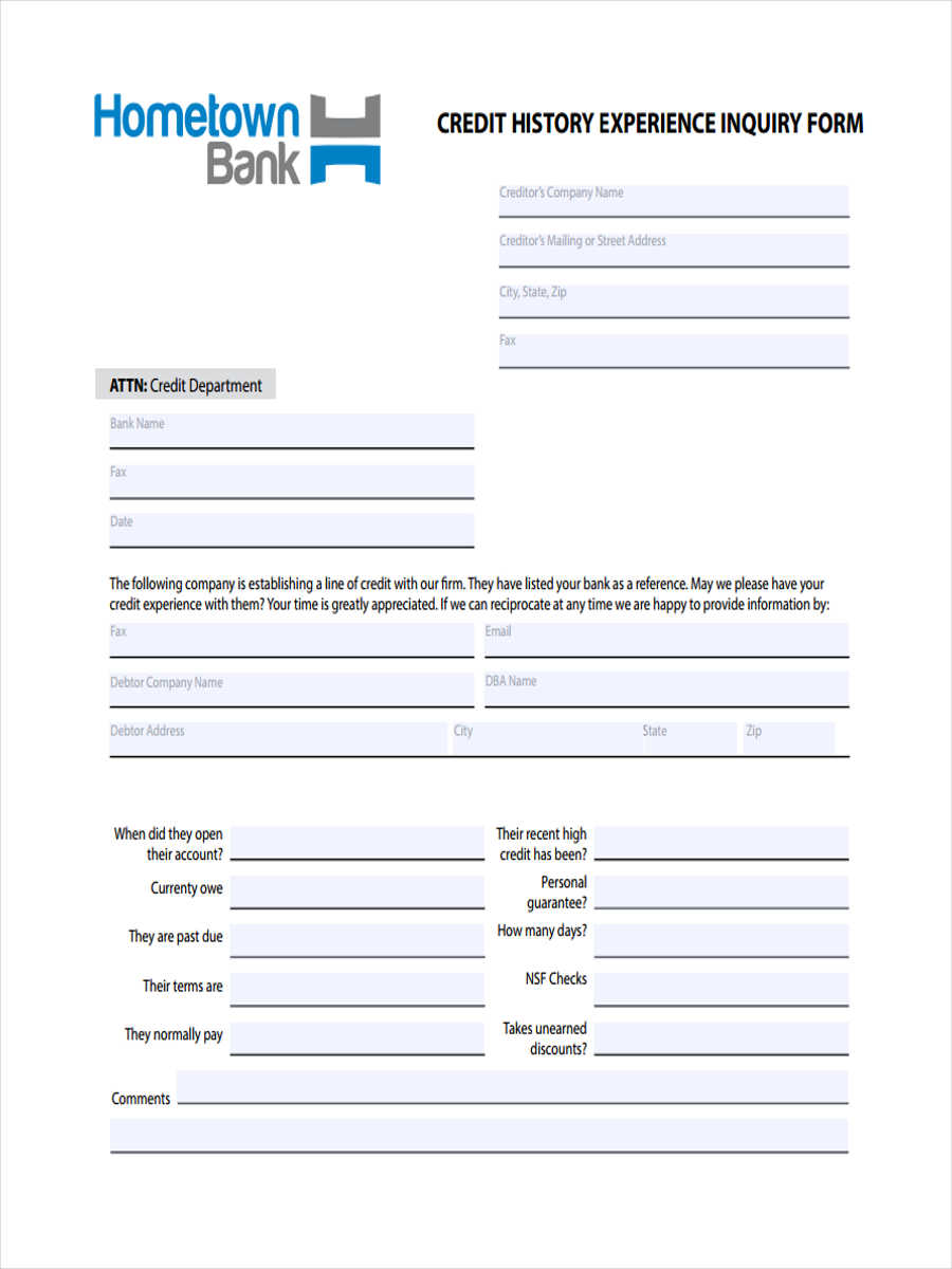 FREE 6+ Sample Credit Inquiry Forms in MS Word | PDF