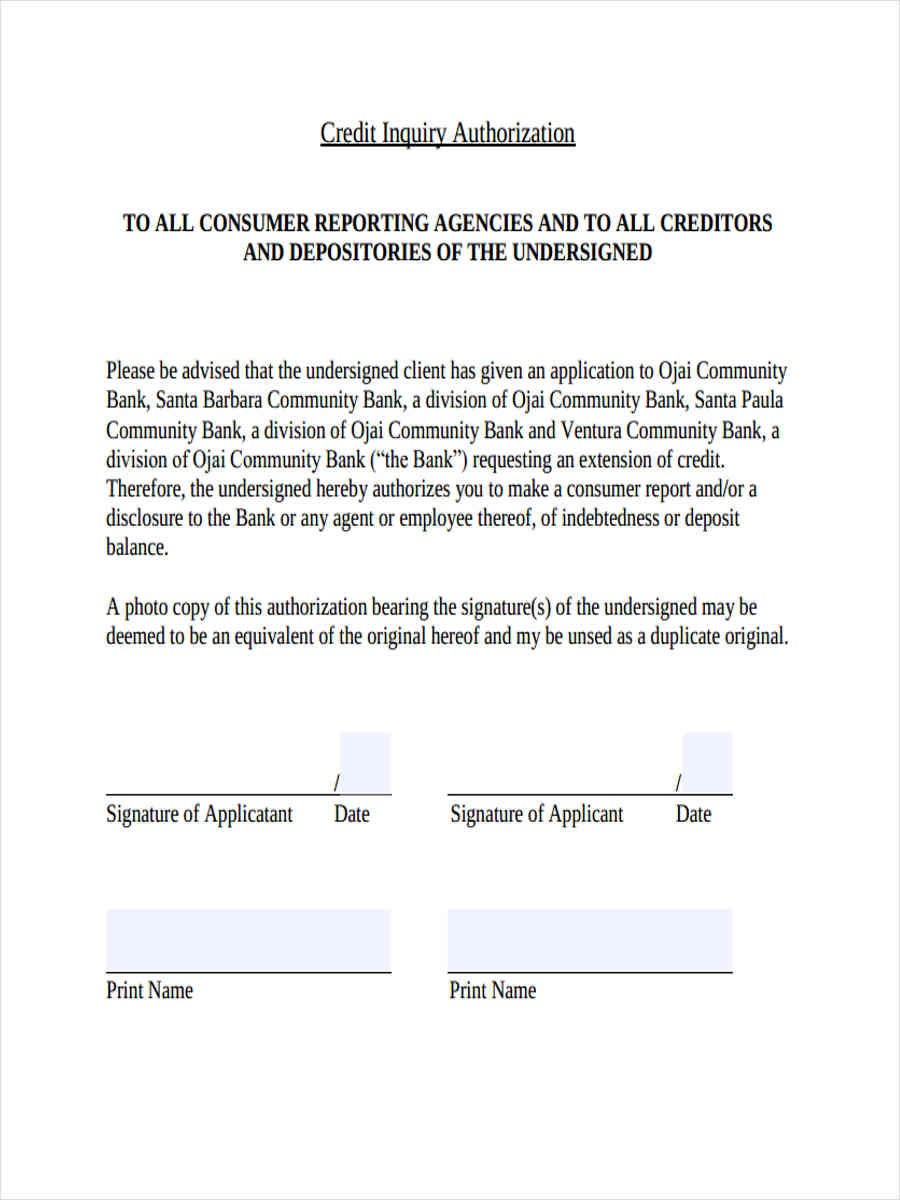 FREE 11+ Credit Inquiry Forms in PDF | Ms Word