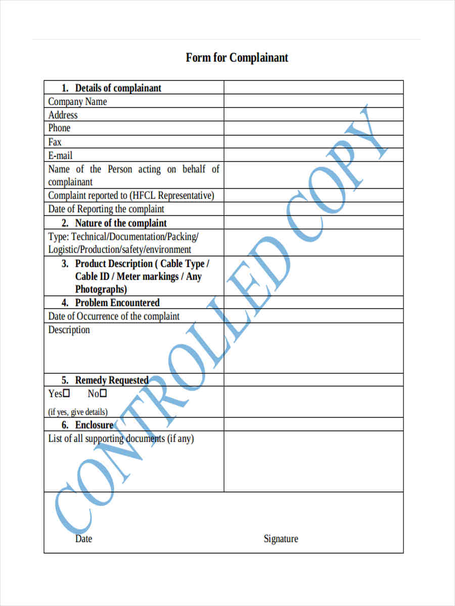FREE 10+ Forms for Business Complaints in PDF
