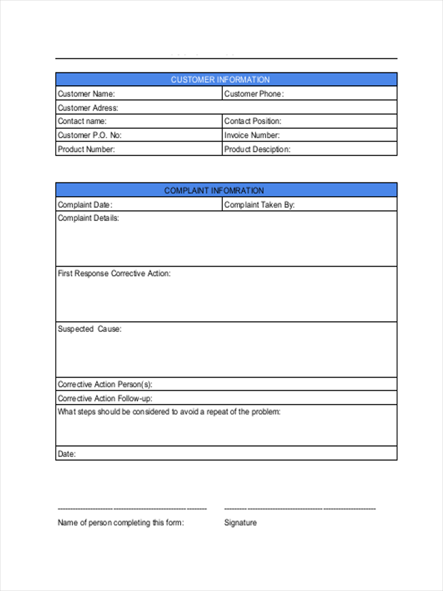 FREE 30+ Different Types of Complaint Forms in PDF | MS Word