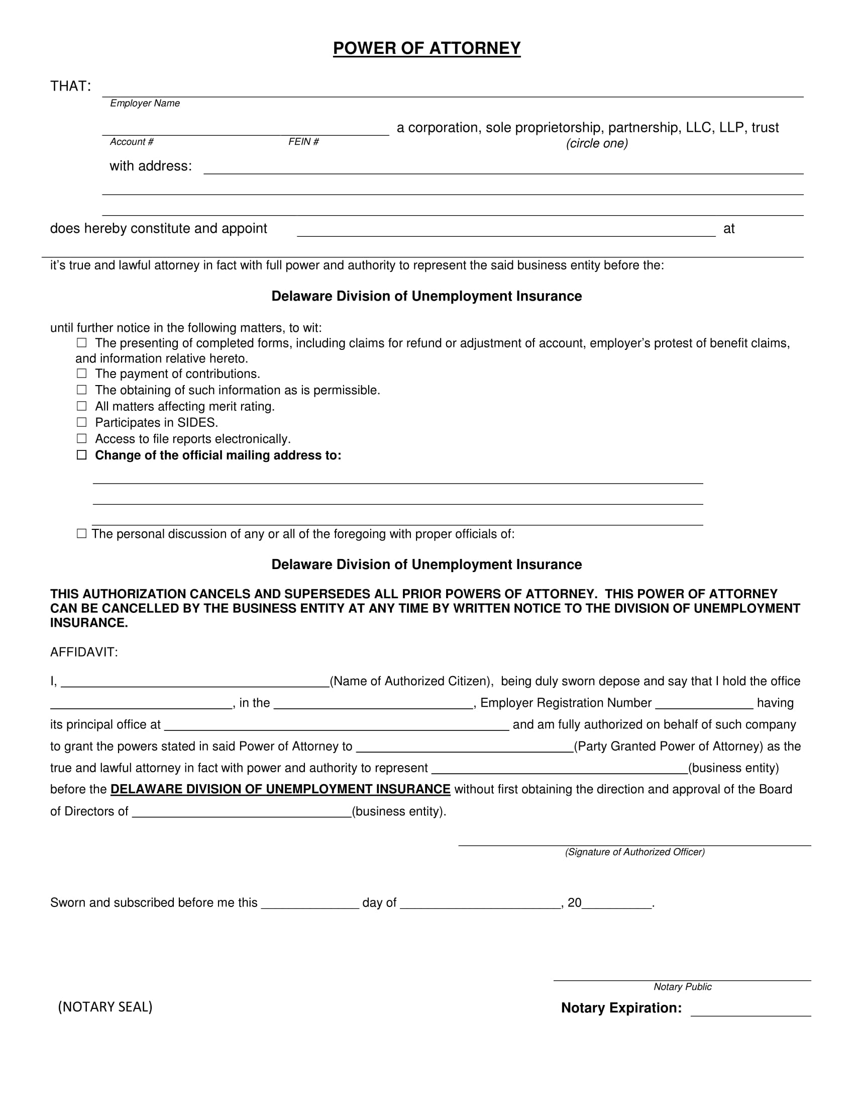 FREE 33+ State Based Power of Attorney Forms in PDF | Ms Word