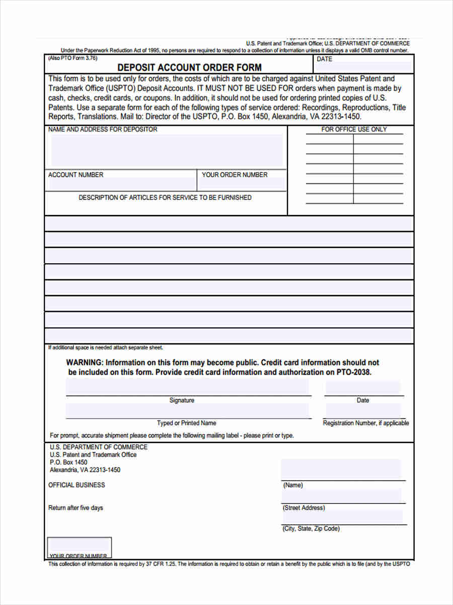 FREE 32+ Deposit Forms in PDF | MS Word