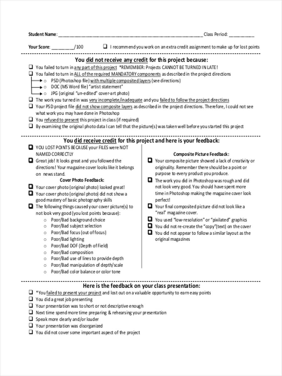 FREE 6+ Photography Feedback Forms in PDF