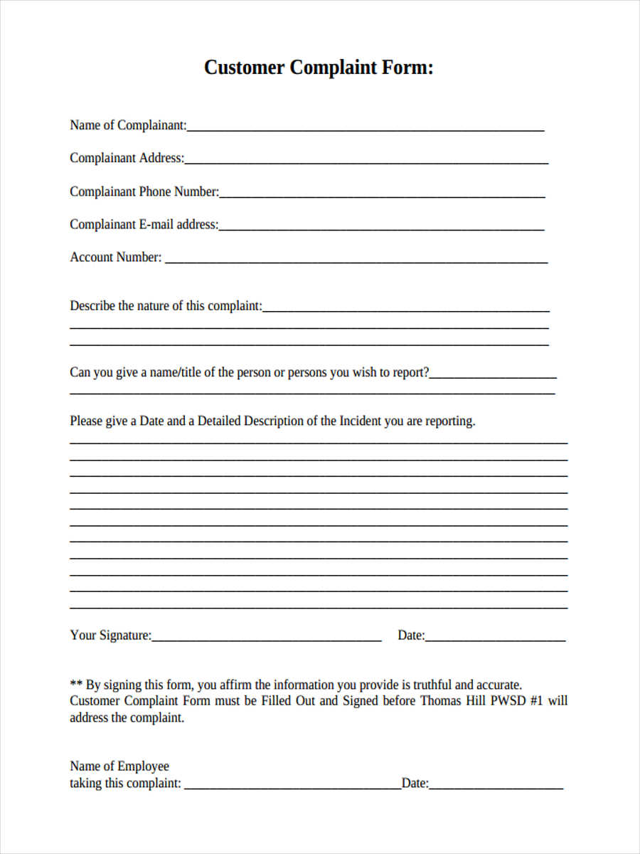 FREE 10+ Forms for Business Complaints in PDF