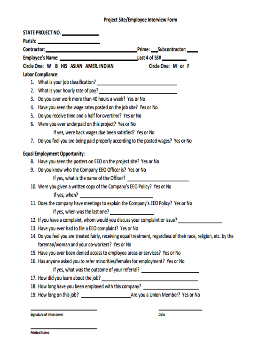 FREE 41+ Interview Form Samples, PDF, MS Word, Google Docs, Excel