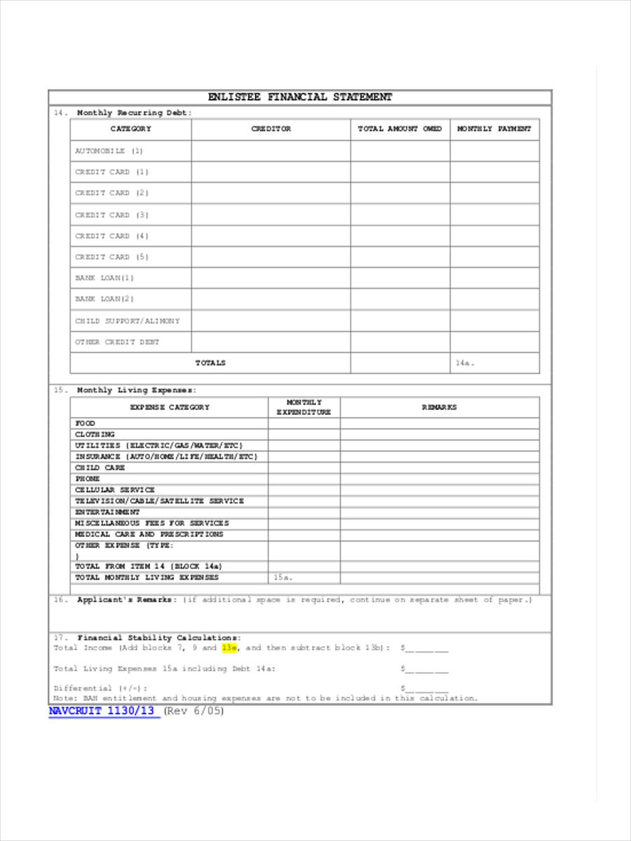 FREE 21+ Financial Statement Form Samples, PDF, MS Word, Google Docs, Excel